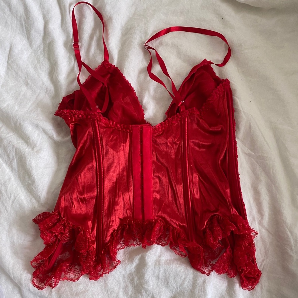 Vintage Red Satin Bustier Corset Cinema Etoile - Gem